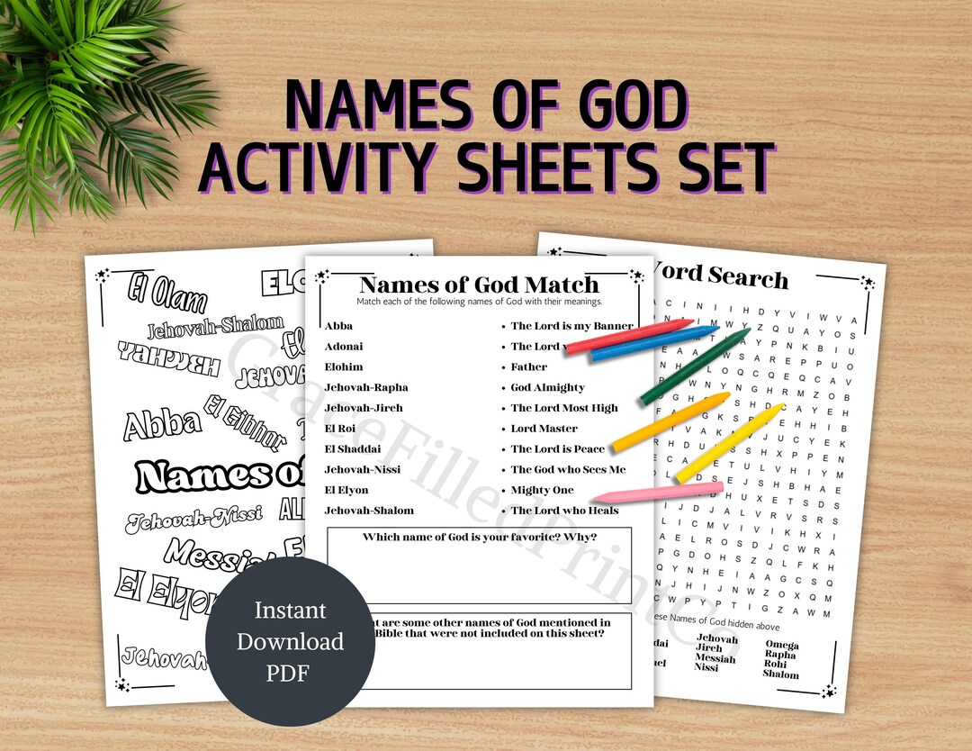 Names of God Activity Sheet Set for Children and Teens Fun Sunday ...