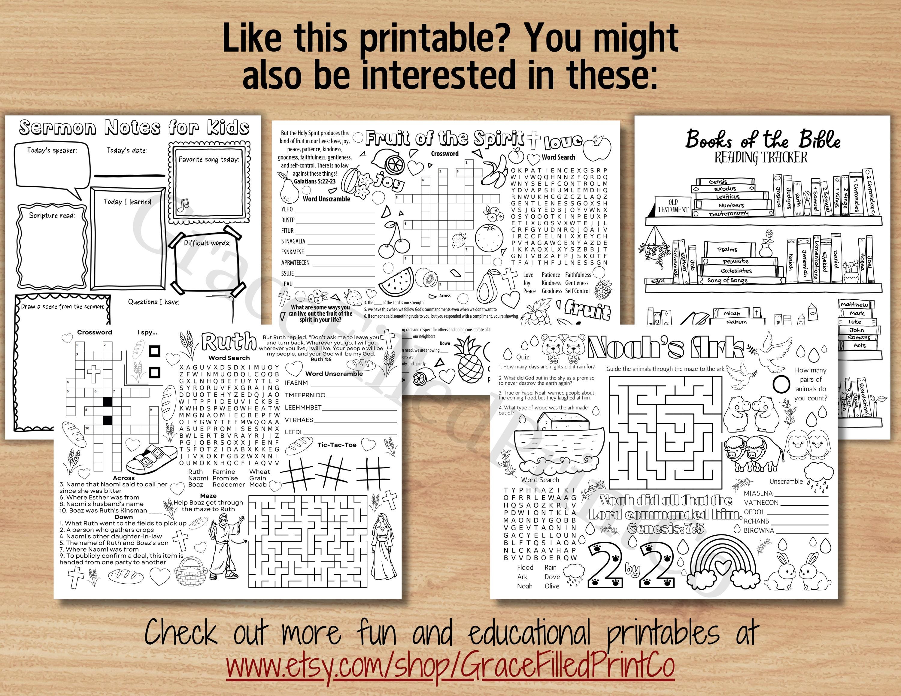 Sermon Notes for Kids Printable: Sunday School Bible Lesson (PDF) - Etsy