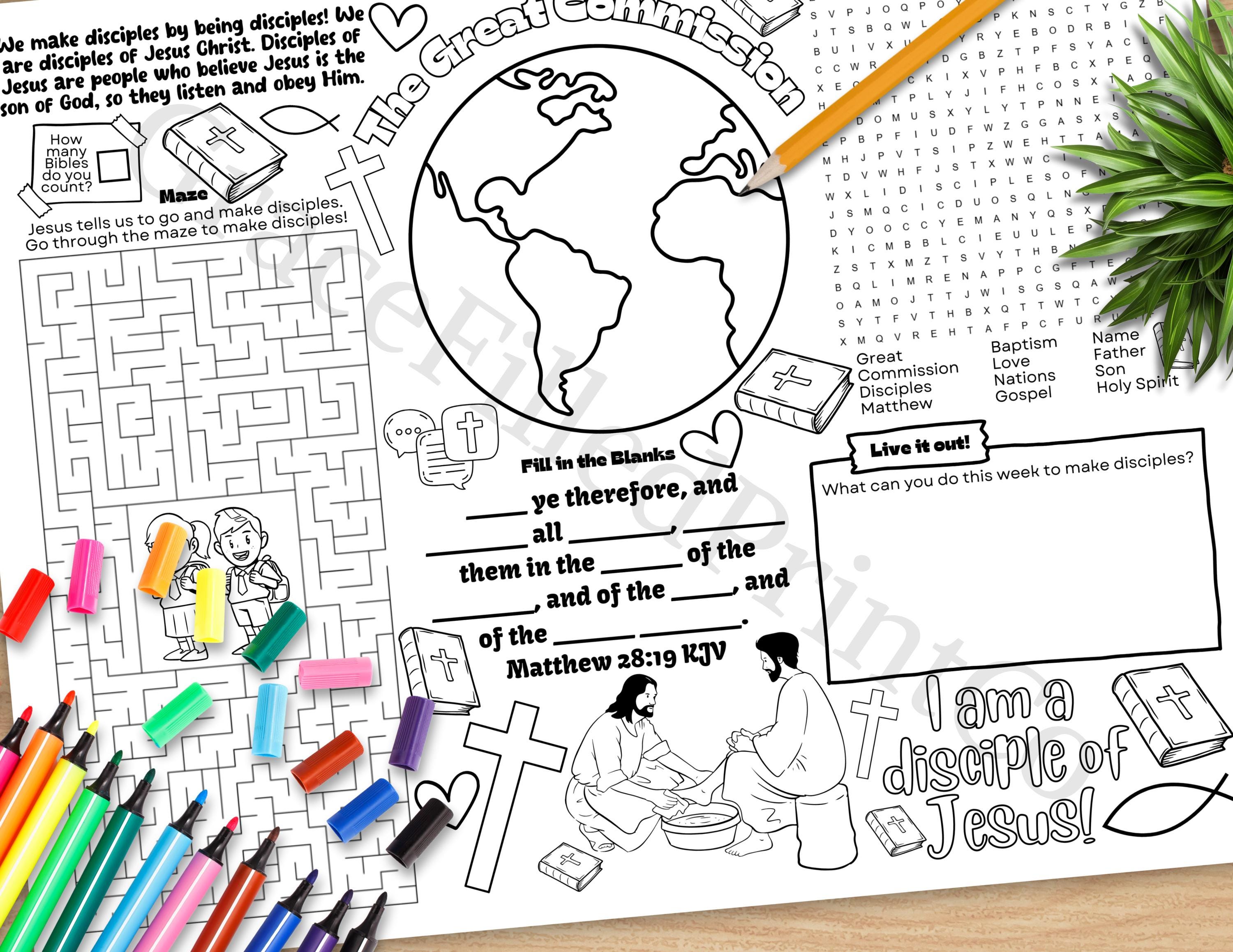 The Great Commission Activity Placemat Biblical Education Activities ...