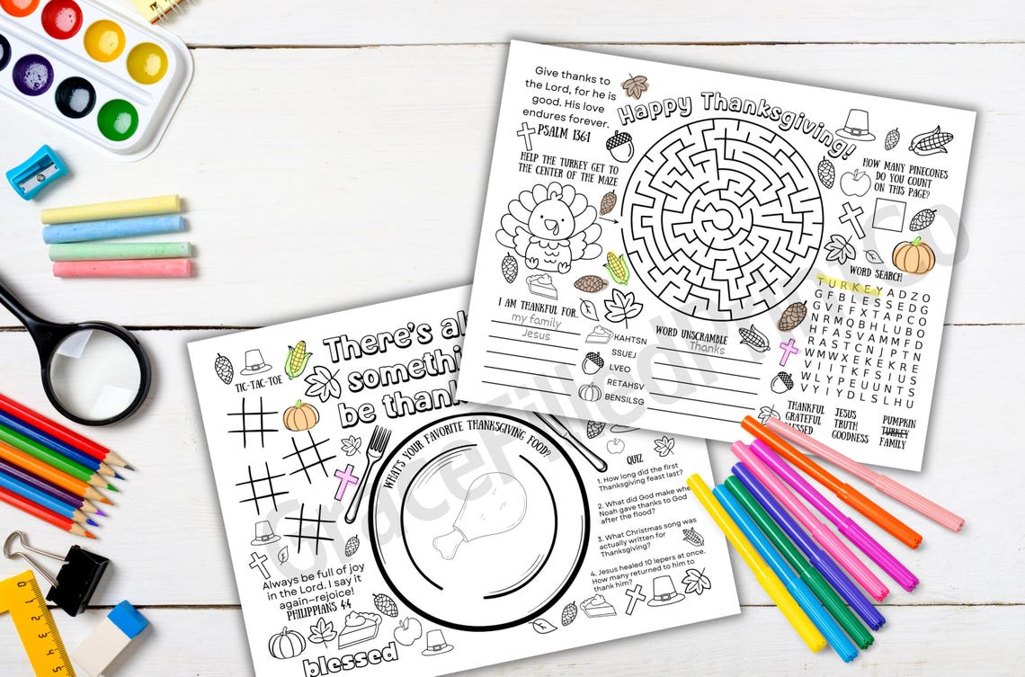 Christian Thanksgiving Activity Placemat: Sunday School Thankfulness ...