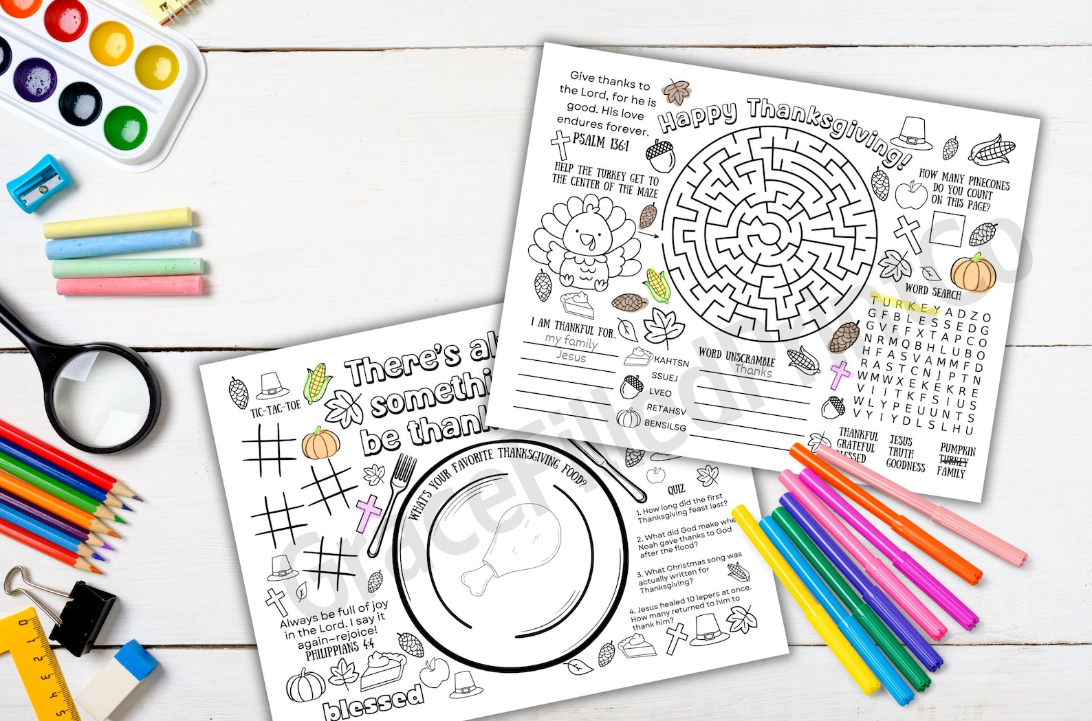 Christian Thanksgiving Activity Placemat: Sunday School Thankfulness ...