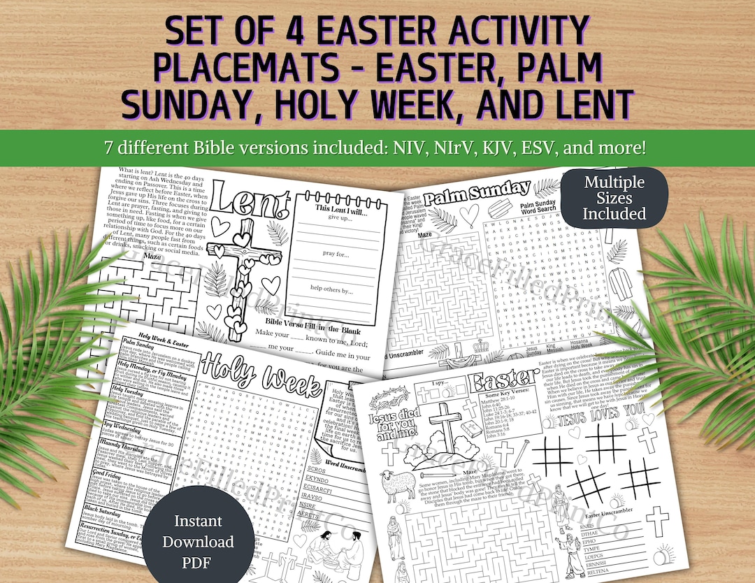 Easter, Palm Sunday, Holy Week & Lent Activities for Kids Printable ...