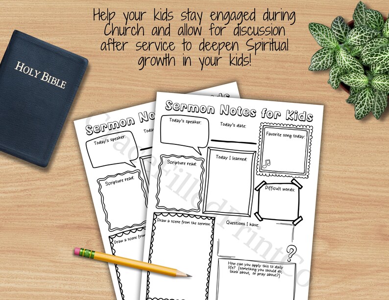 Sermon Notes for Kids Printable Church Note Taking Sunday School ...