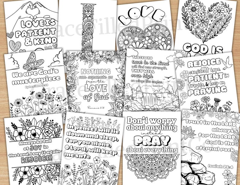 Bible Verse Coloring Sheet Set Christian Coloring Pages for Teens ...