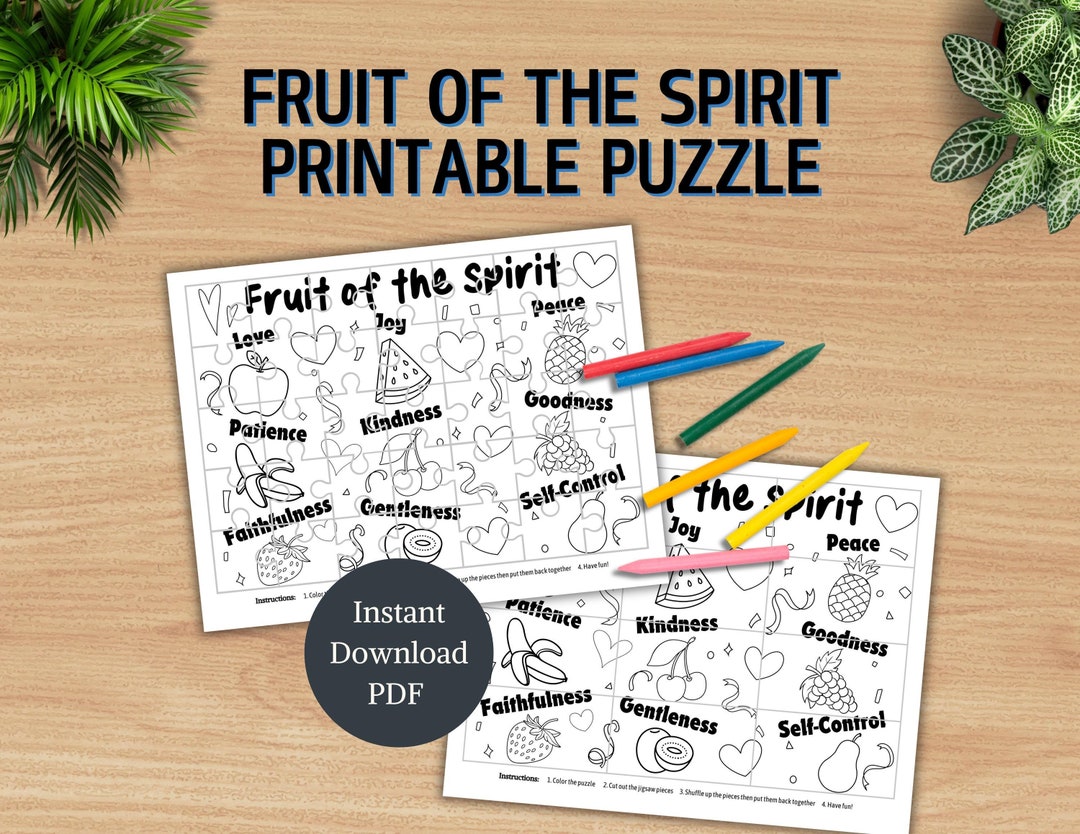 Fruit of the Spirit Printable Jigsaw Puzzle Christian Craft Sunday ...