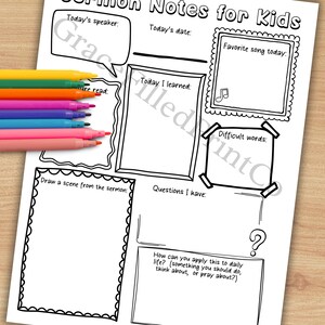 Sermon Notes for Kids Printable: Sunday School Bible Lesson (PDF) - Etsy