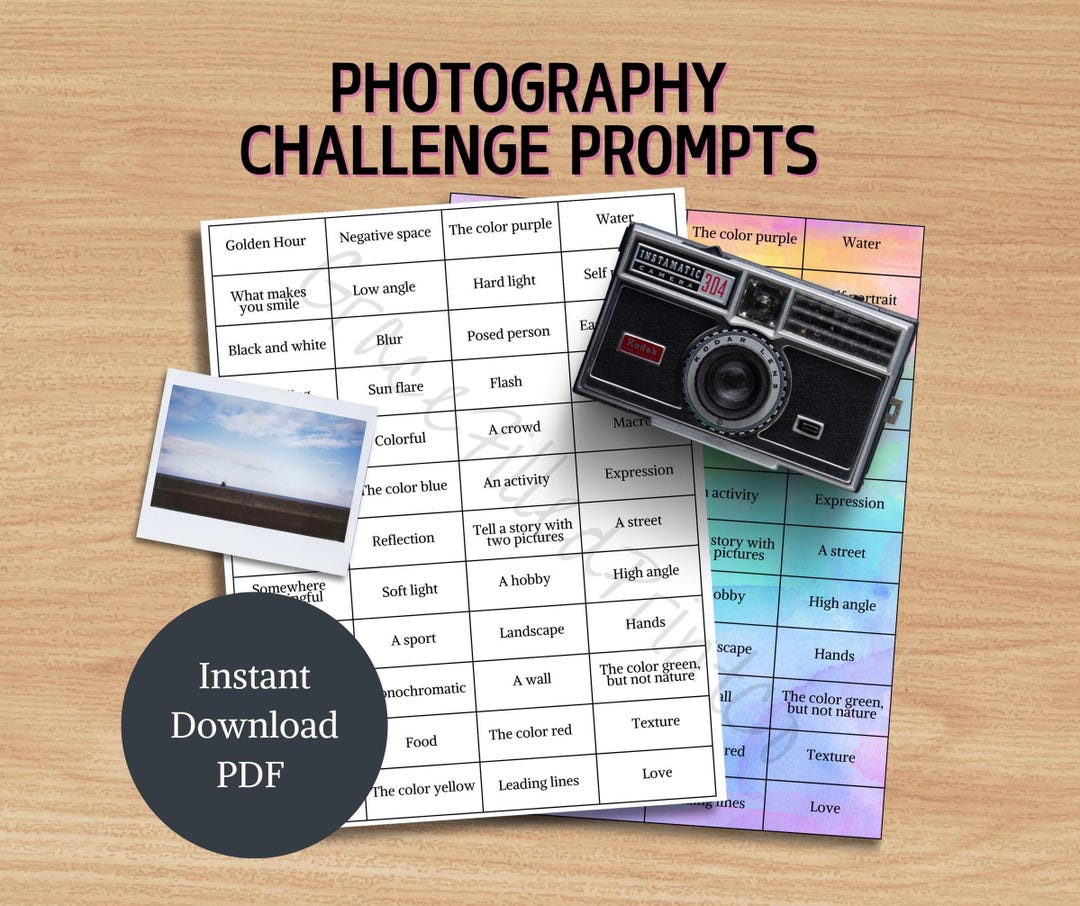 Printable Photography Challenge Prompt Cut Out Cards Instant Download ...