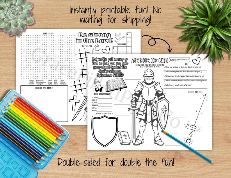 Armor of God Activity Placemat, Elementary Christian Printable, Bible ...