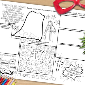 Jesus is My Superhero Activity Placemat for Kids and Teens Christian ...