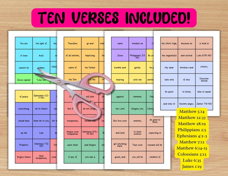 Kids Bible Verse Flashcards: Sunday School Scripture Game (digital ...