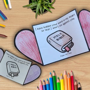 Hide God's Word in Your Heart Folding Heart Craft Psalm 119:11 Bible ...