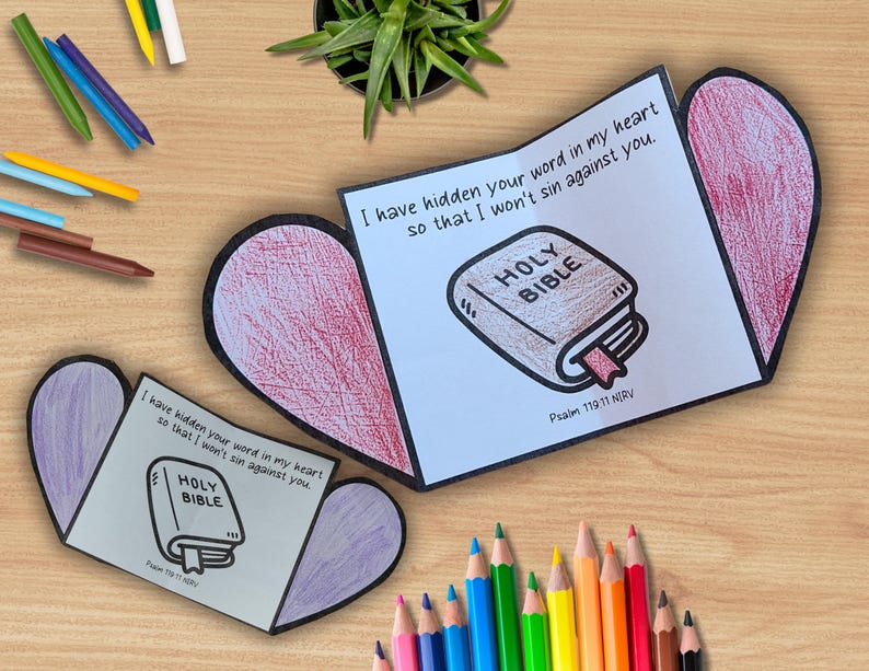 Hide God's Word in Your Heart Folding Heart Craft Psalm 119:11 Bible ...