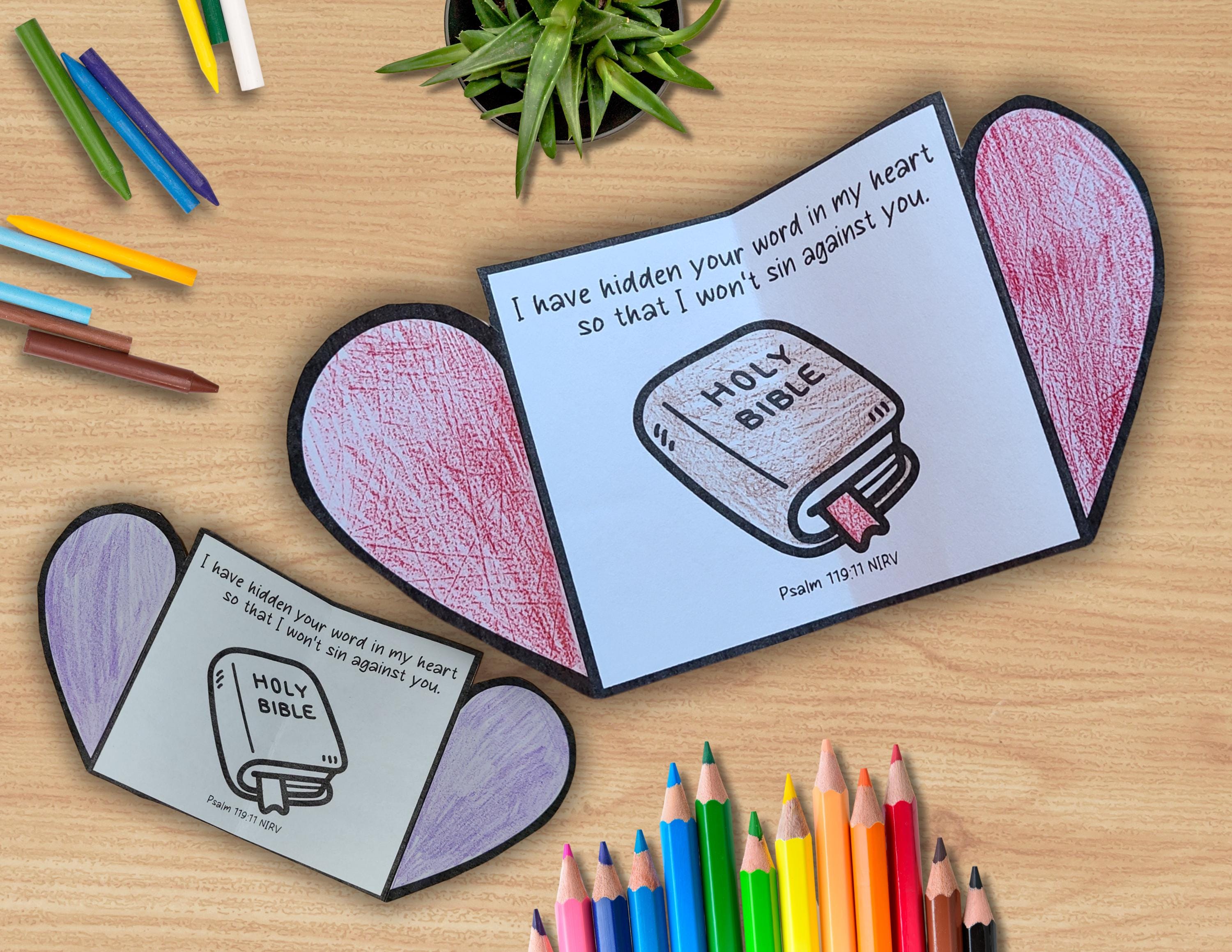 Hide God's Word in Your Heart Folding Heart Craft Psalm 119:11 Bible ...