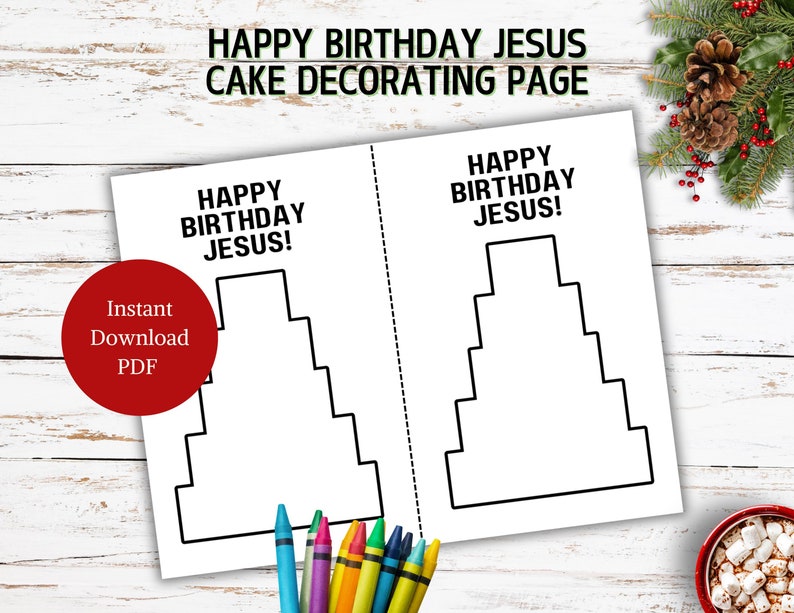 Happy Birthday Jesus Cake Decorating Coloring Page for Kids Christian ...