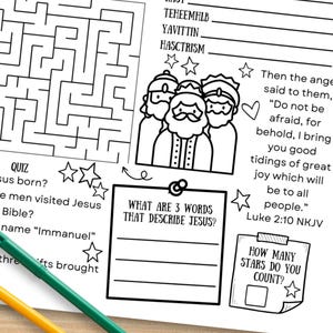Christian Christmas Activity Placemat for Kids: Printable Biblical ...