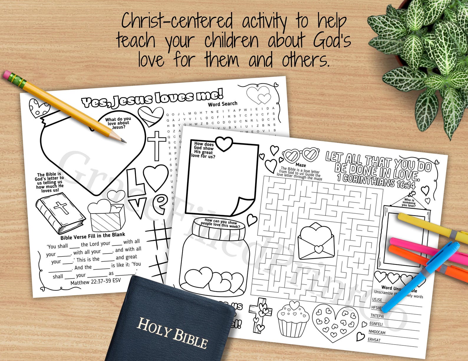 Jesus Loves Me Activity Placemat Christian Activity Sheet Biblical ...