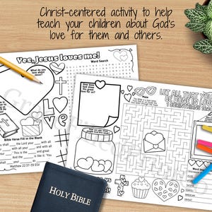 Jesus Loves Me Activity Placemat Christian Activity Sheet Biblical ...