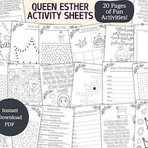 Queen Esther Activity Pages Set of 20 Christian Printable Activities ...