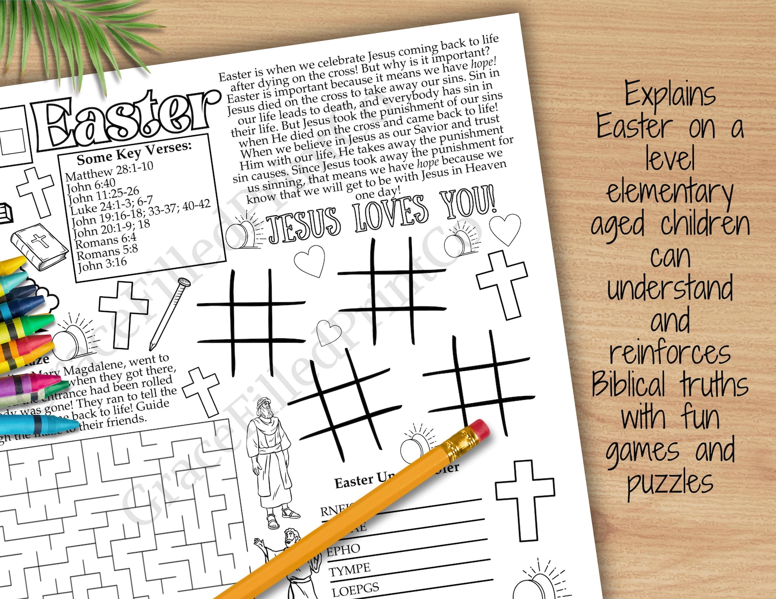 Christian Easter Activity Placemat for Elementary Students Bible Lesson ...
