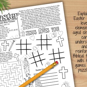Christian Easter Activity Placemat for Elementary Students Bible Lesson ...