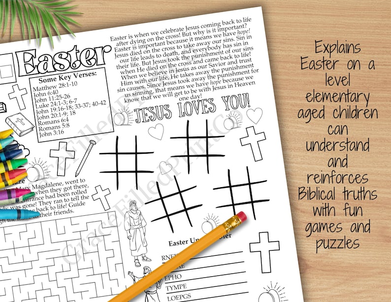Christian Easter Activity Placemat for Elementary Students Bible Lesson ...