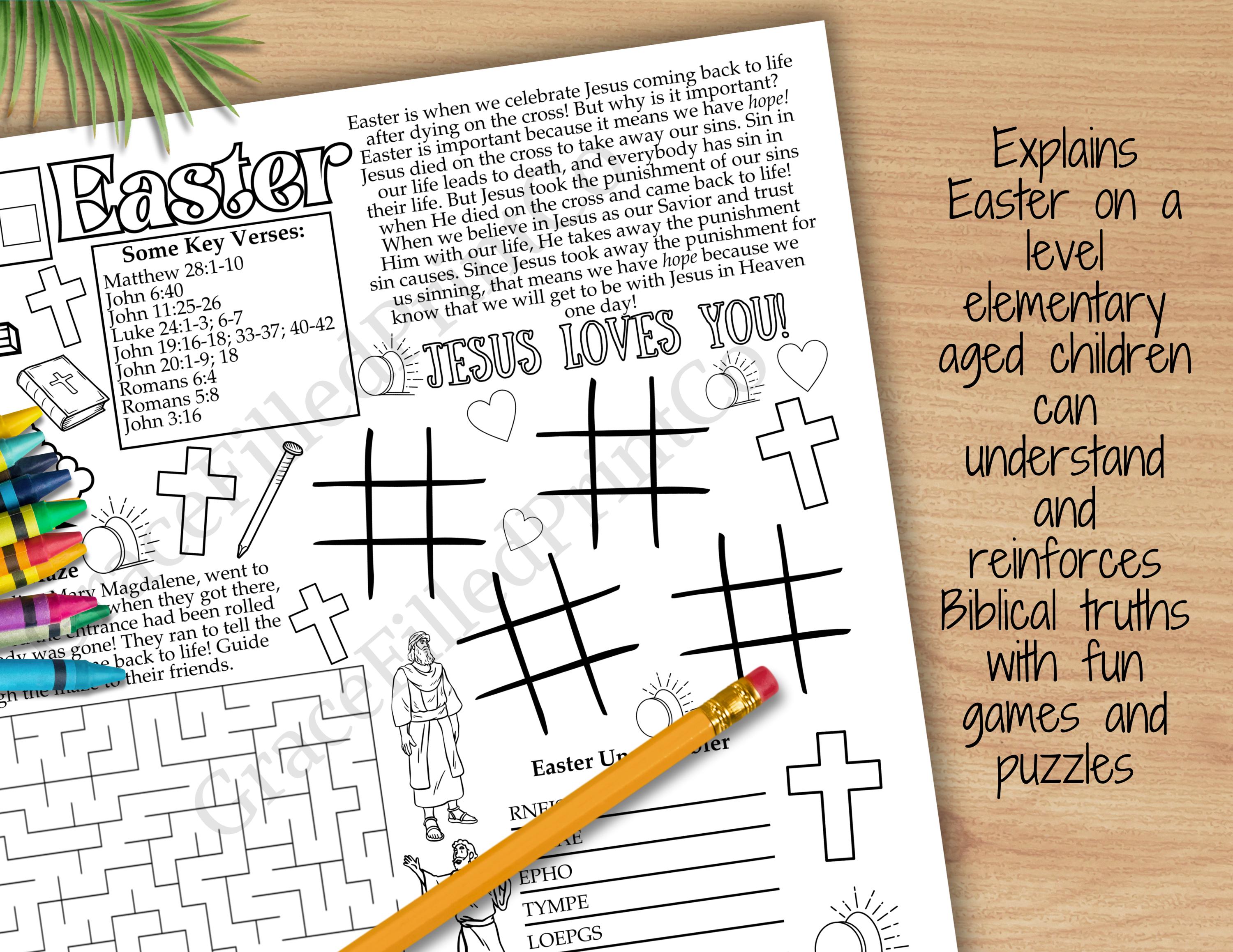 Christian Easter Activity Placemat for Elementary Students Bible Lesson ...