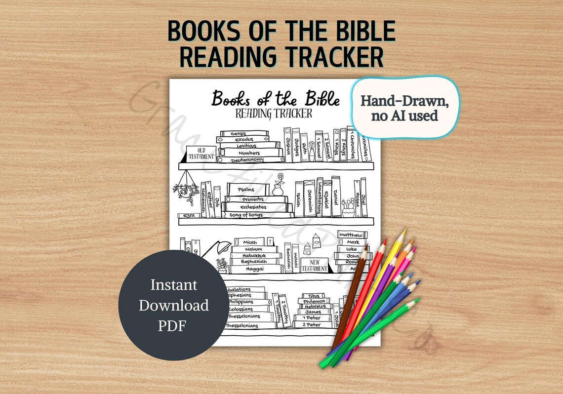 Hand Drawn Books of the Bible Reading Tracker Instant Download ...