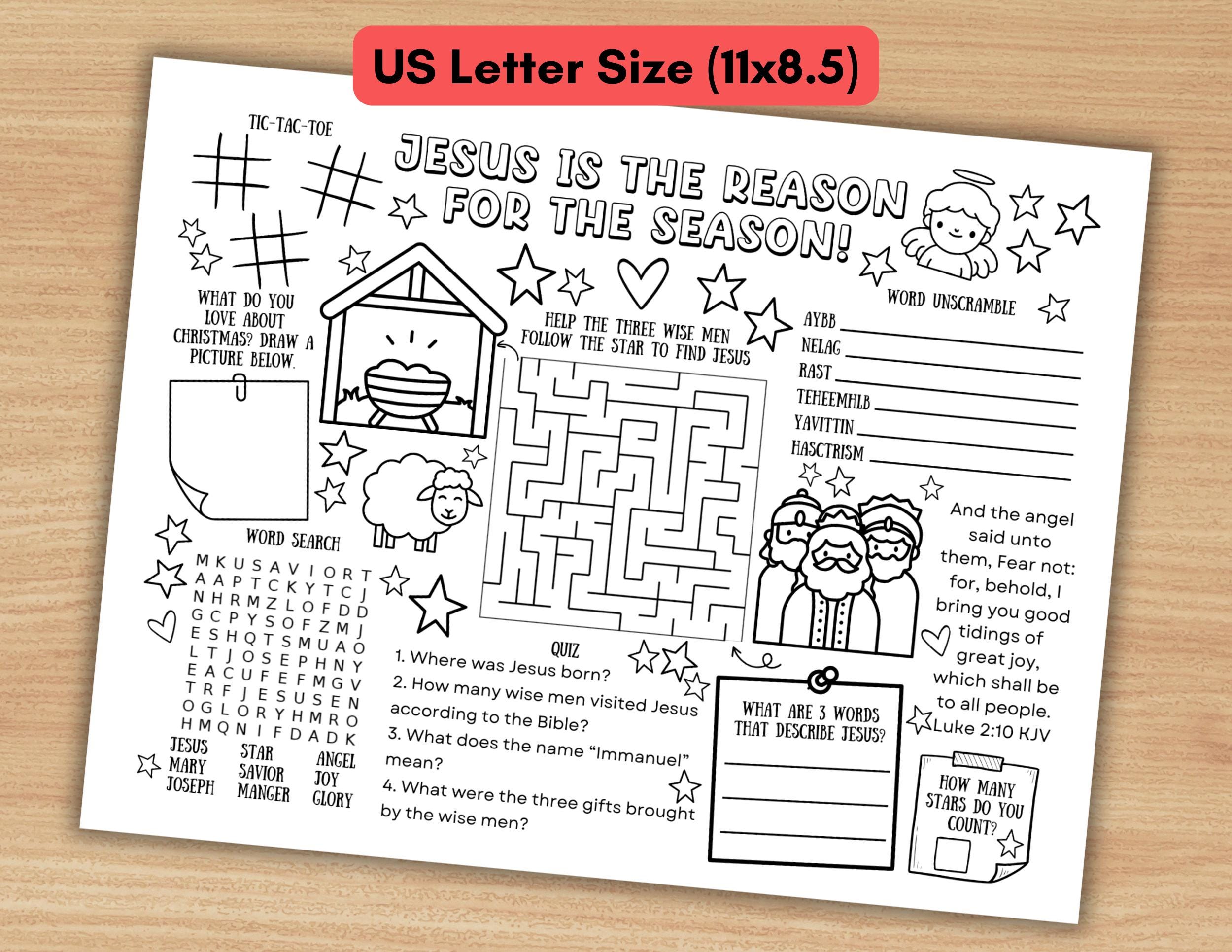 Christian Christmas Activity Placemat for Kids: Printable Biblical ...