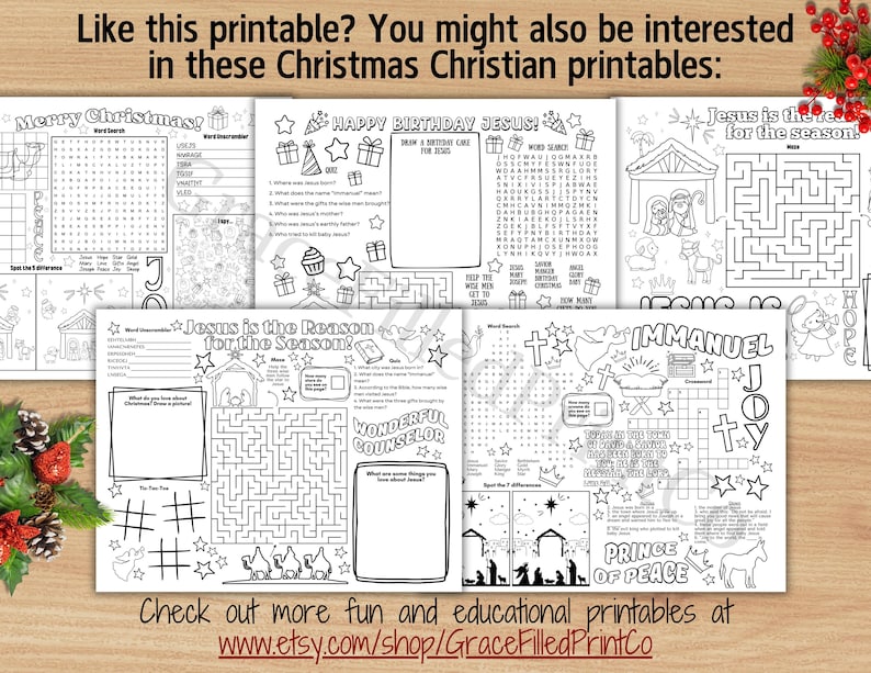Christian Christmas Activity Placemat for Kids: Printable Biblical ...