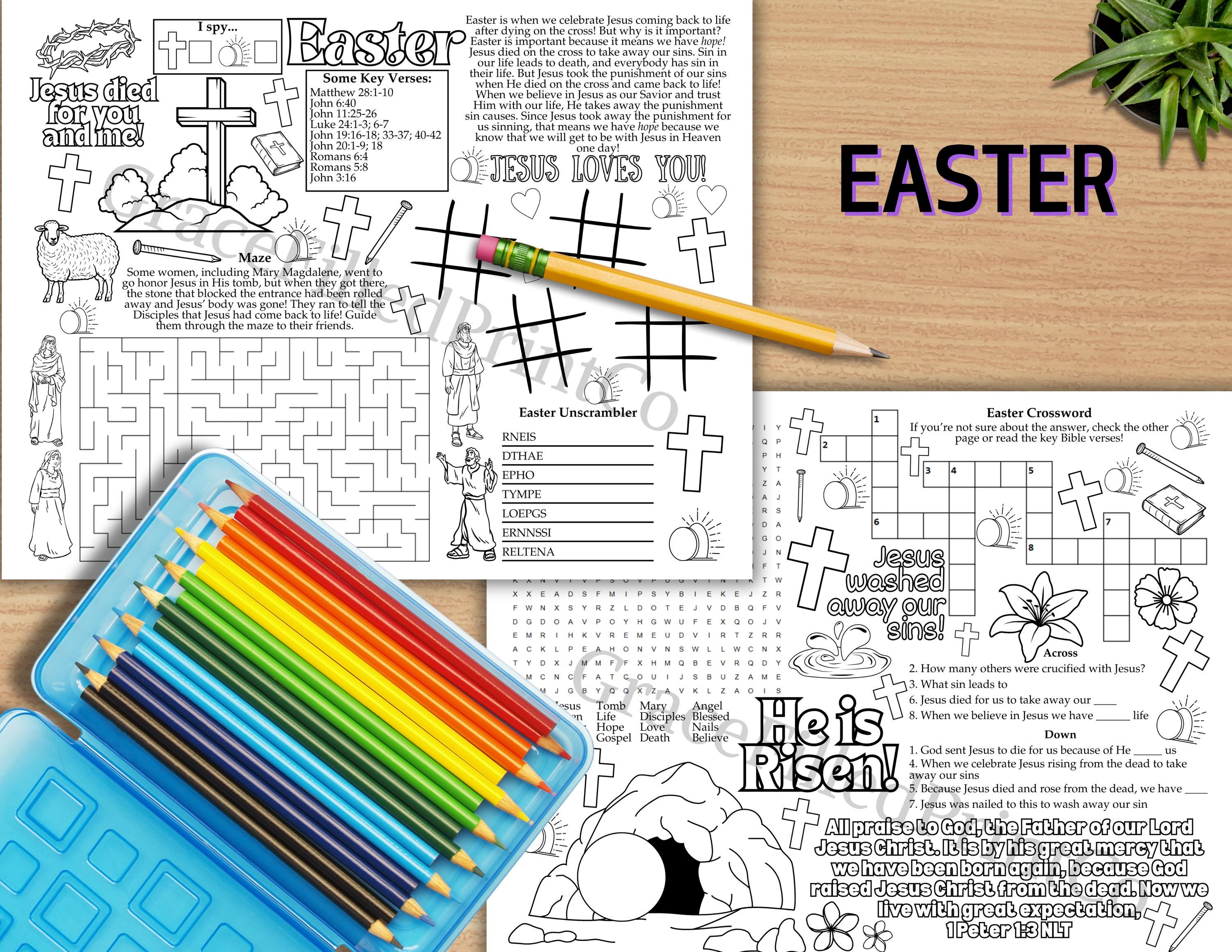 Set of 4 Printable Activity Placemats - Easter, Palm Sunday, Holy Week ...