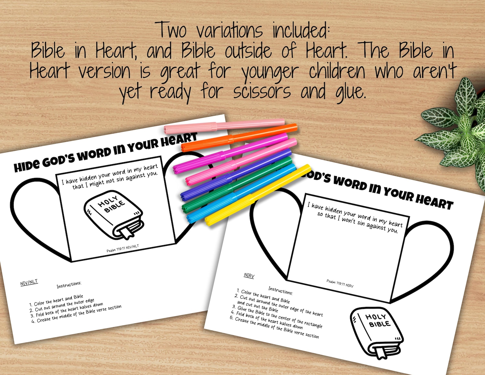 Hide God's Word in Your Heart Folding Heart Craft Psalm 119:11 Bible ...