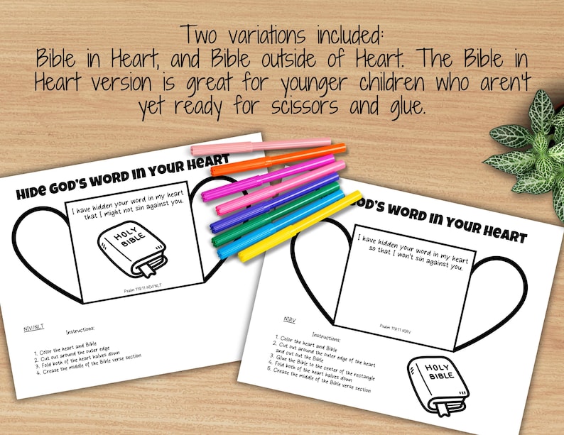 Hide God's Word in Your Heart Folding Heart Craft Psalm 119:11 Bible ...