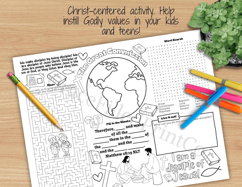 The Great Commission Activity Placemat Biblical Education Activities ...