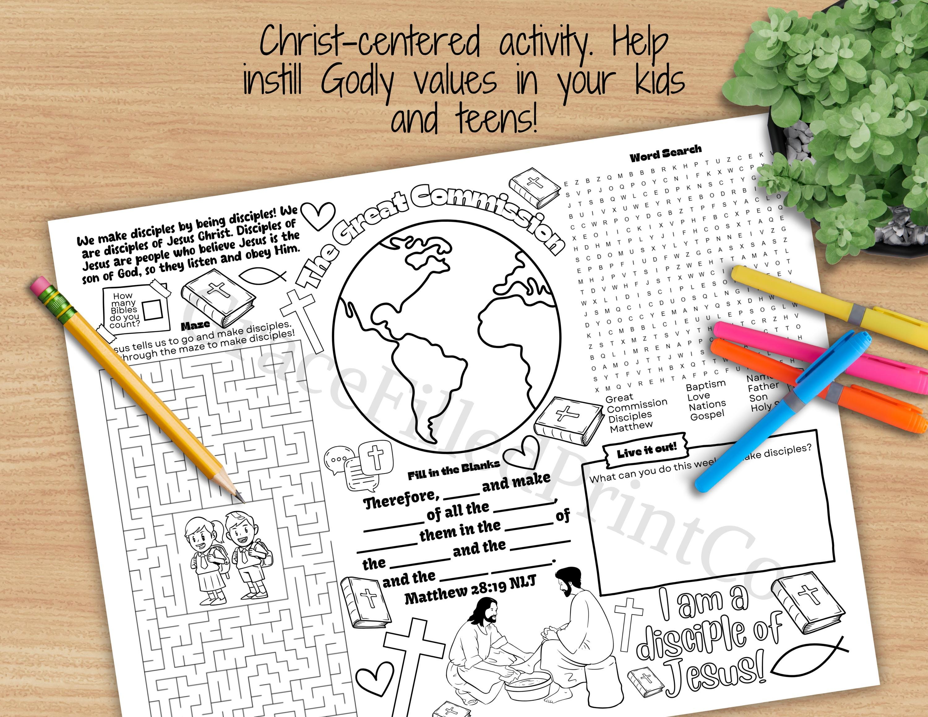 The Great Commission Activity Placemat Biblical Education Activities ...