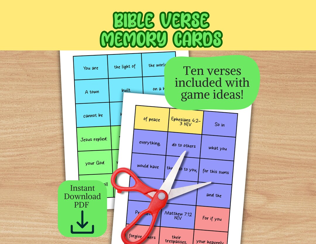 Bible Verse Flashcards, Memory Verse Game for Kids, Sunday School ...