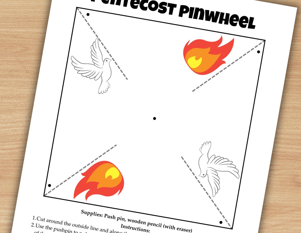 Printable Pentecost Pinwheel Kids Church Activity Pentecost Sunday ...