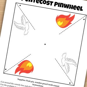 Printable Pentecost Pinwheel Kids Church Activity Pentecost Sunday ...