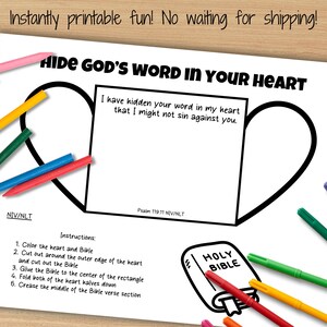 Hide God's Word in Your Heart Folding Heart Craft Psalm 119:11 Bible ...