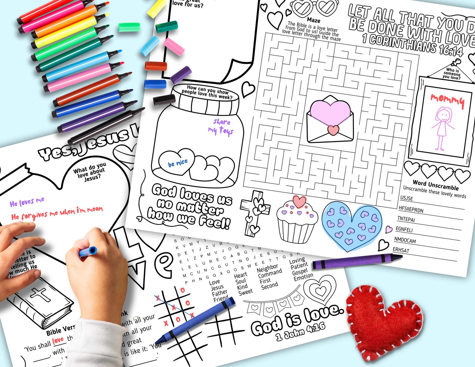 Jesus Loves Me Activity Placemat Christian Activity Sheet Biblical ...