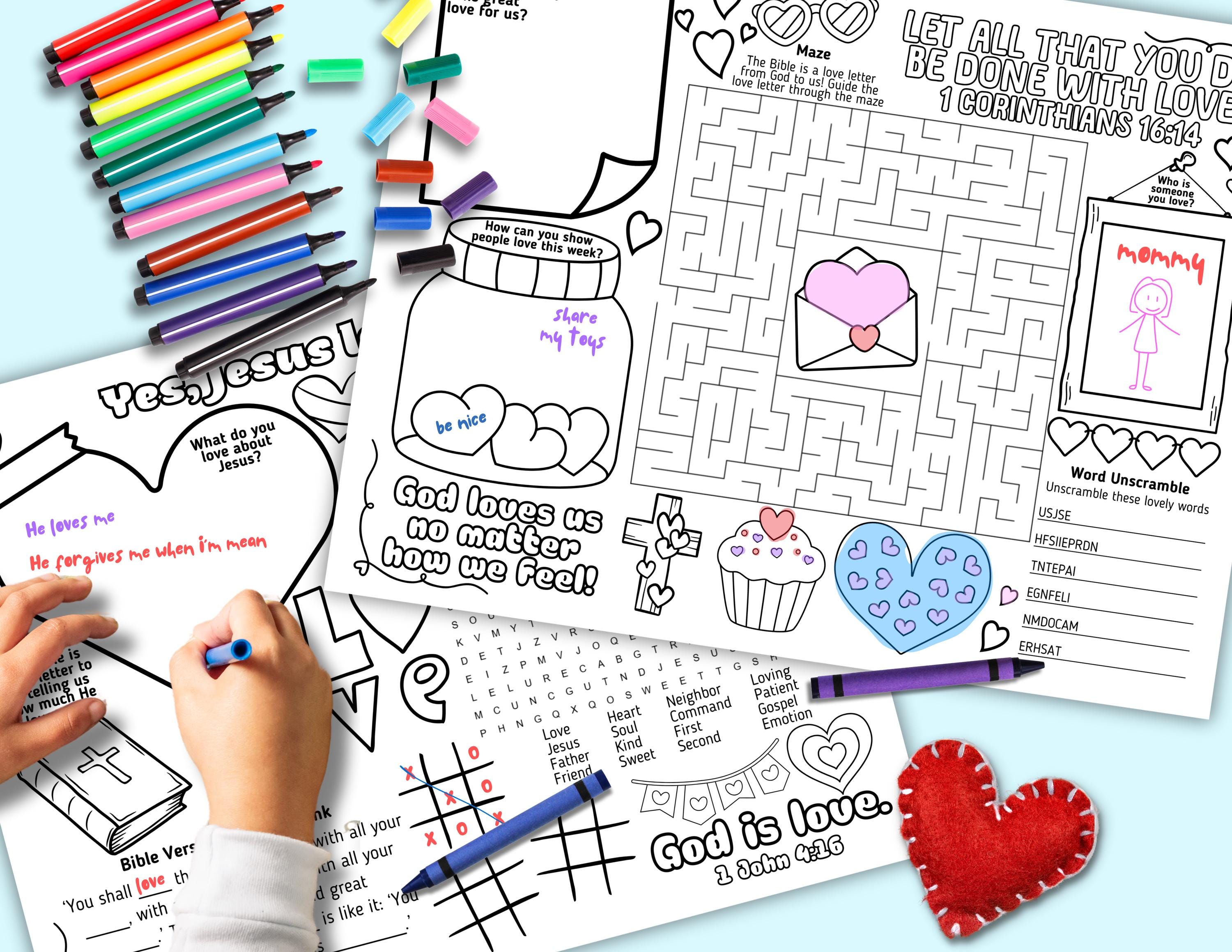 Jesus Loves Me Activity Placemat Christian Activity Sheet Biblical ...