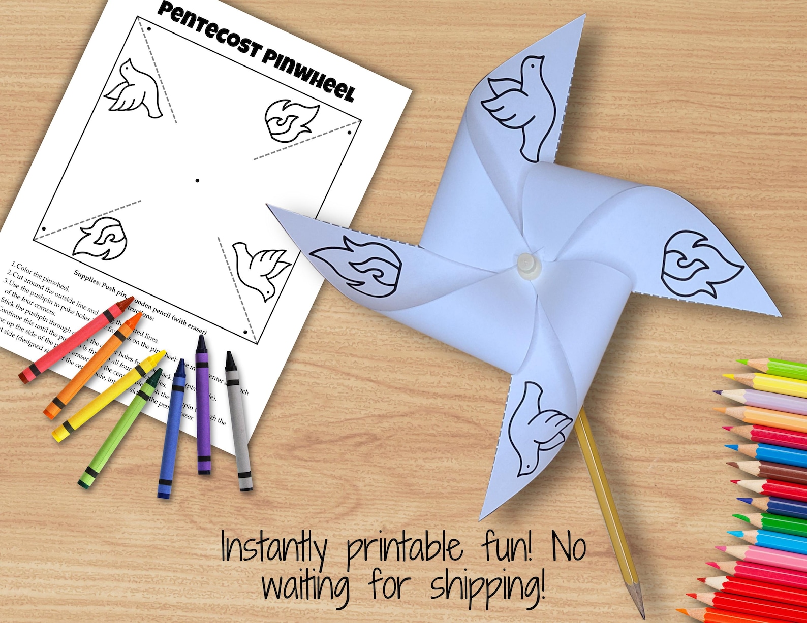 Printable Pentecost Pinwheel Kids Church Activity Pentecost Sunday ...