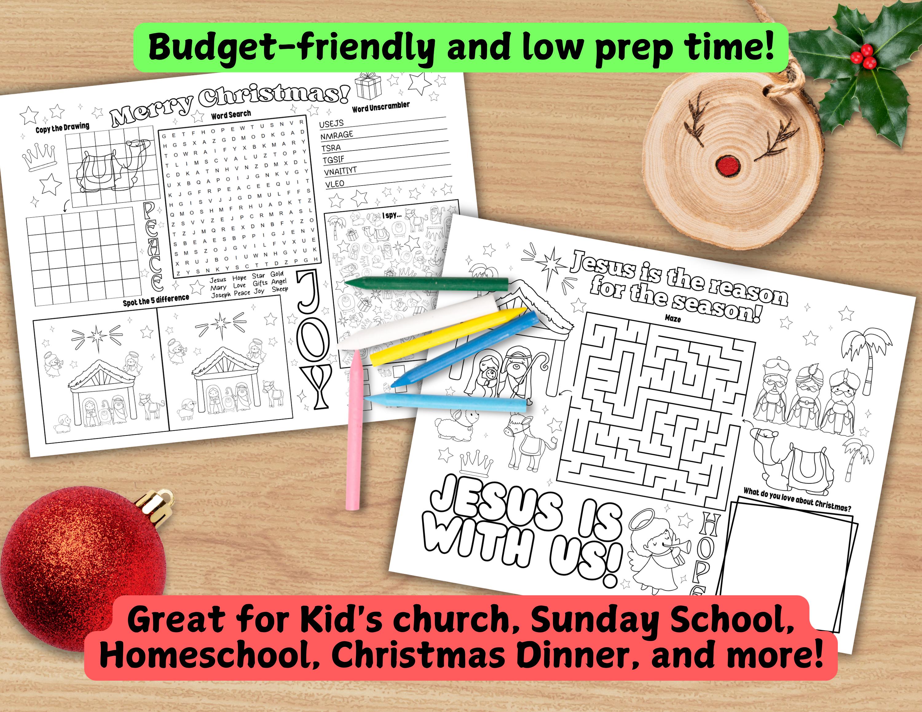 Christian Christmas Activity Placemat Nativity Printable for Kids ...