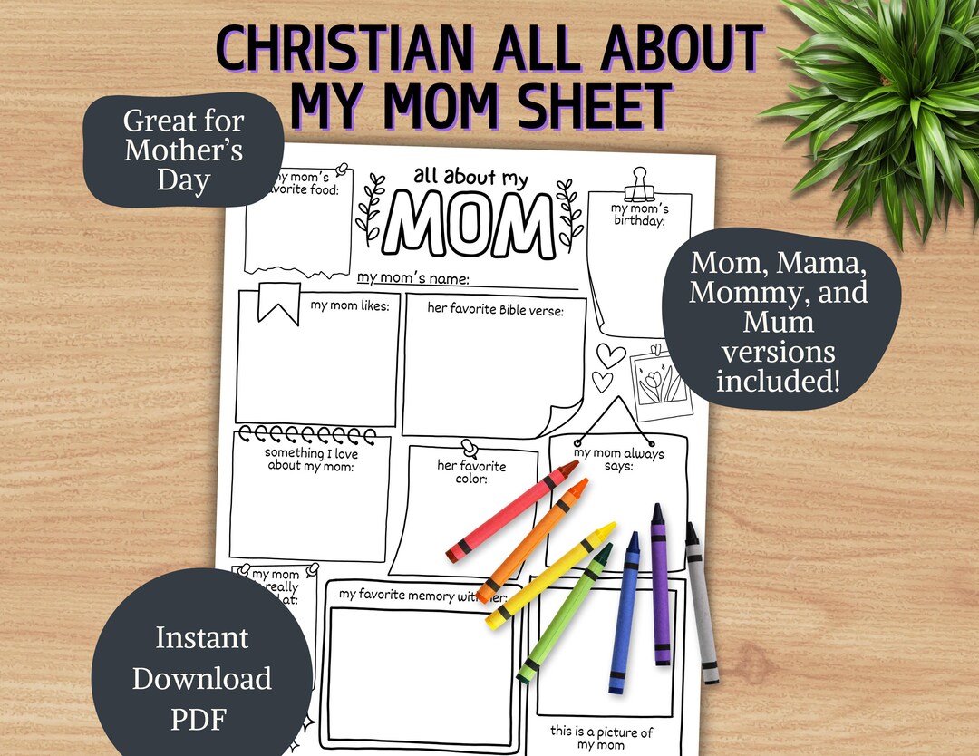 All About My Mom Printable Gift for Mother's Day Crafts Gift for Mom ...