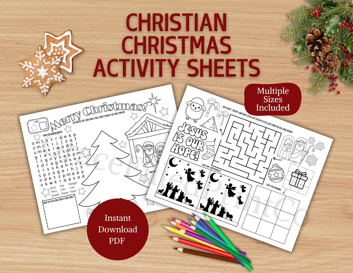 Christian Christmas Activity Placemat for Kids Biblical Holiday ...