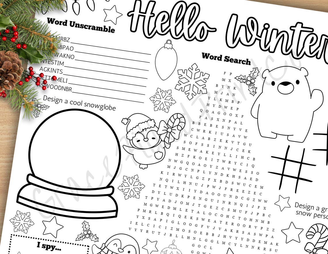 Winter Activity Sheet for Teenagers Children Activity Page Holiday ...