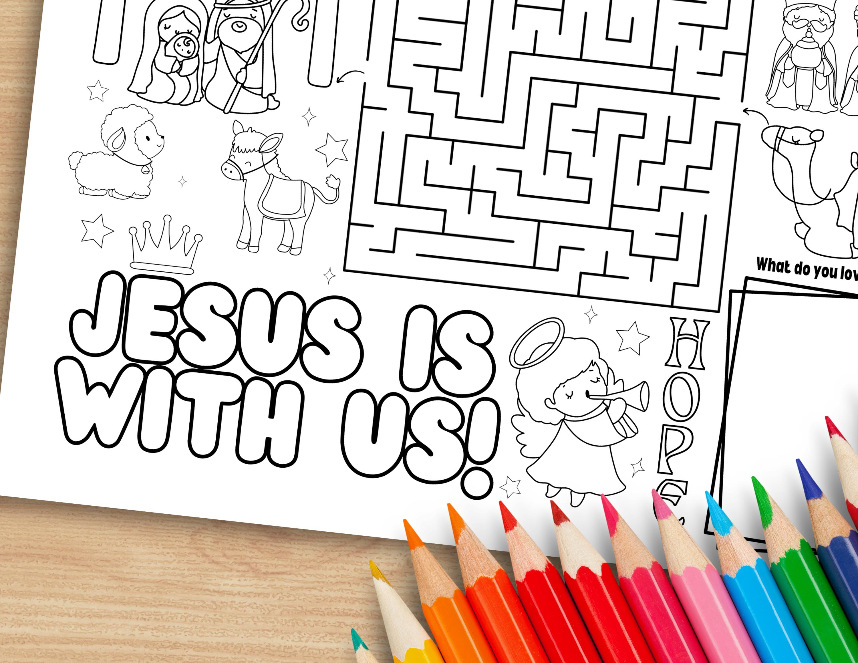 Christian Christmas Activity Placemat Nativity Printable for Kids ...