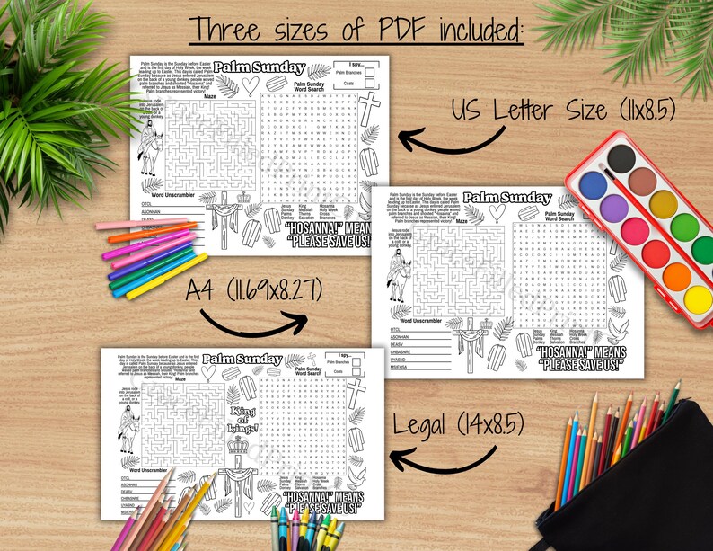 Palm Sunday Activity Placemat Printable | Holy Week Kids Craft ...