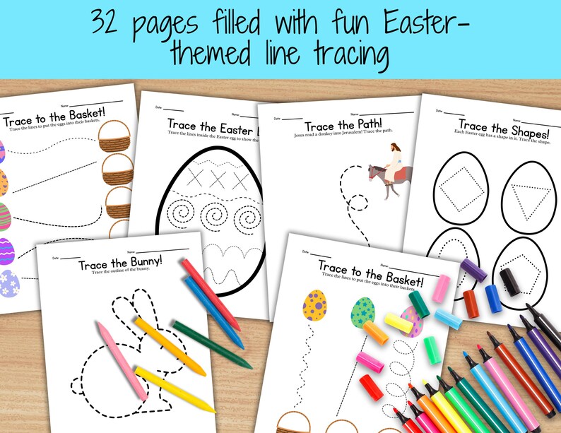 30+ Easter Toddler Printable Line Tracing Worksheets Preschool Fine ...