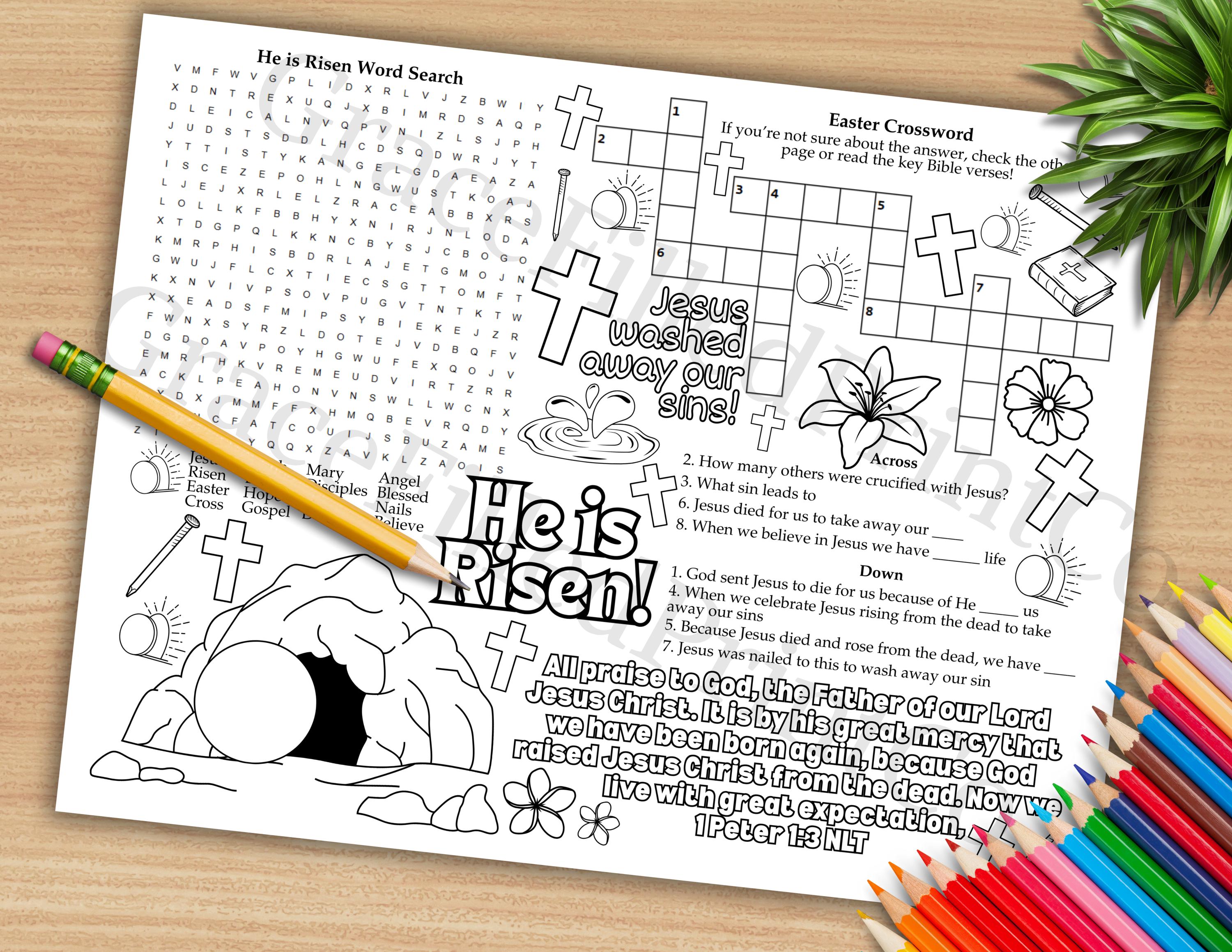 Christian Easter Activity Placemat for Elementary Students Bible Lesson ...