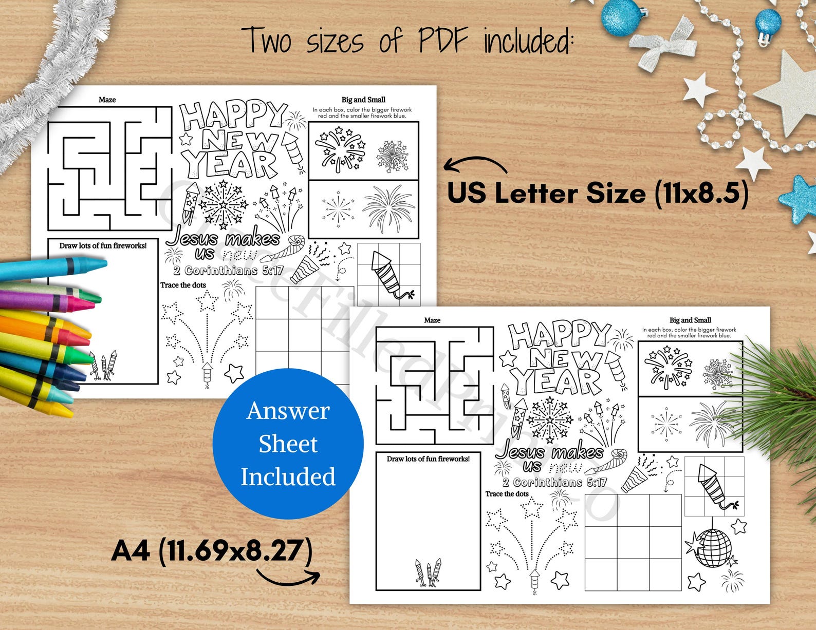 Happy New Year Activity Placemat for Young Children New Years Eve ...